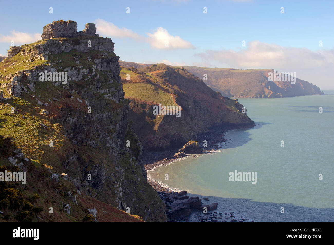 Castle Rock and the coast near Lynton, north Devon, England, UK Stock ...