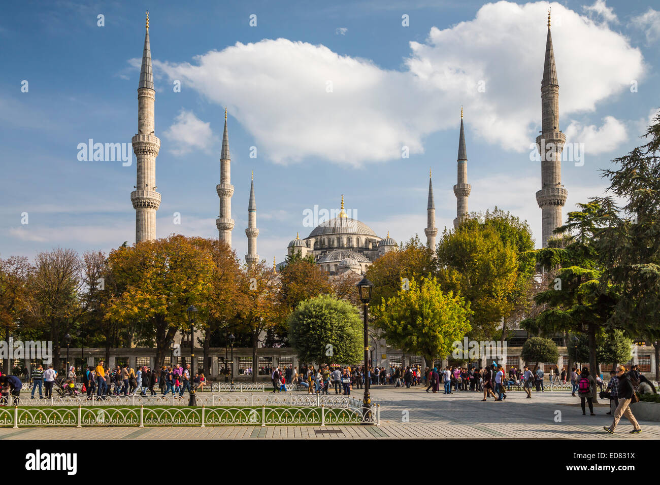 The minarets of the Blue Mosque or Sultan Ahmed Mosque in Istanbul ...