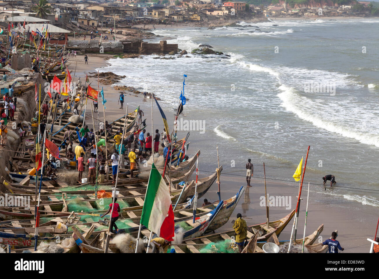 Fishing boats at Cape Coast, Ghana, Africa Stock Photo - Alamy