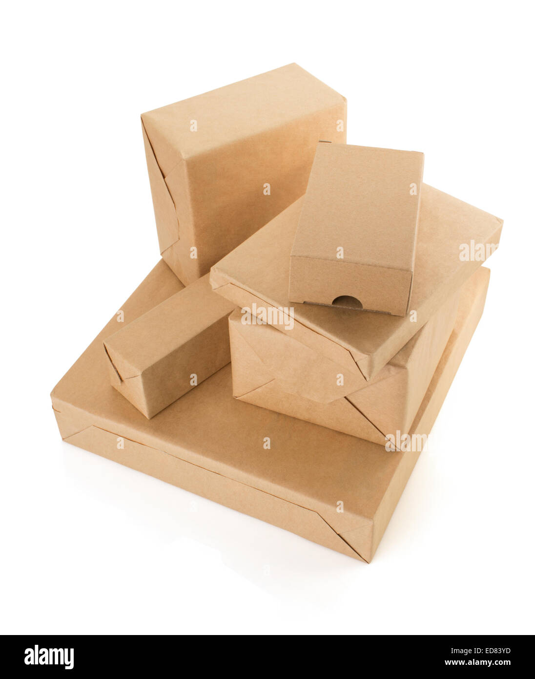 parcels boxes isolated on white background Stock Photo - Alamy