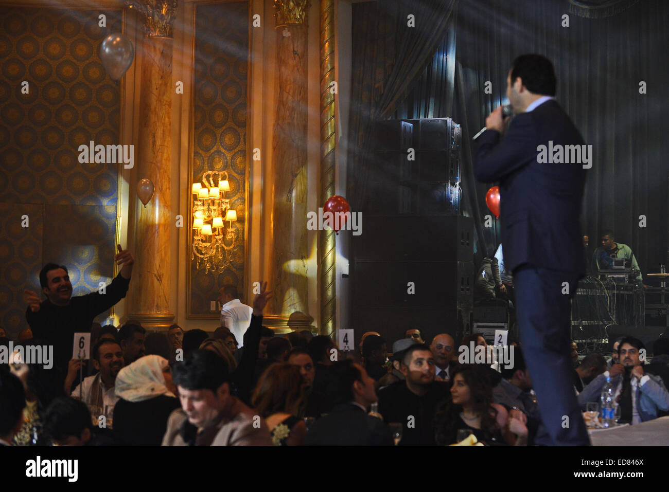 Cairo, Egypt. 1st Jan, 2015. Singer Wael Jassar sings during a ceremony of New Year festivities ...