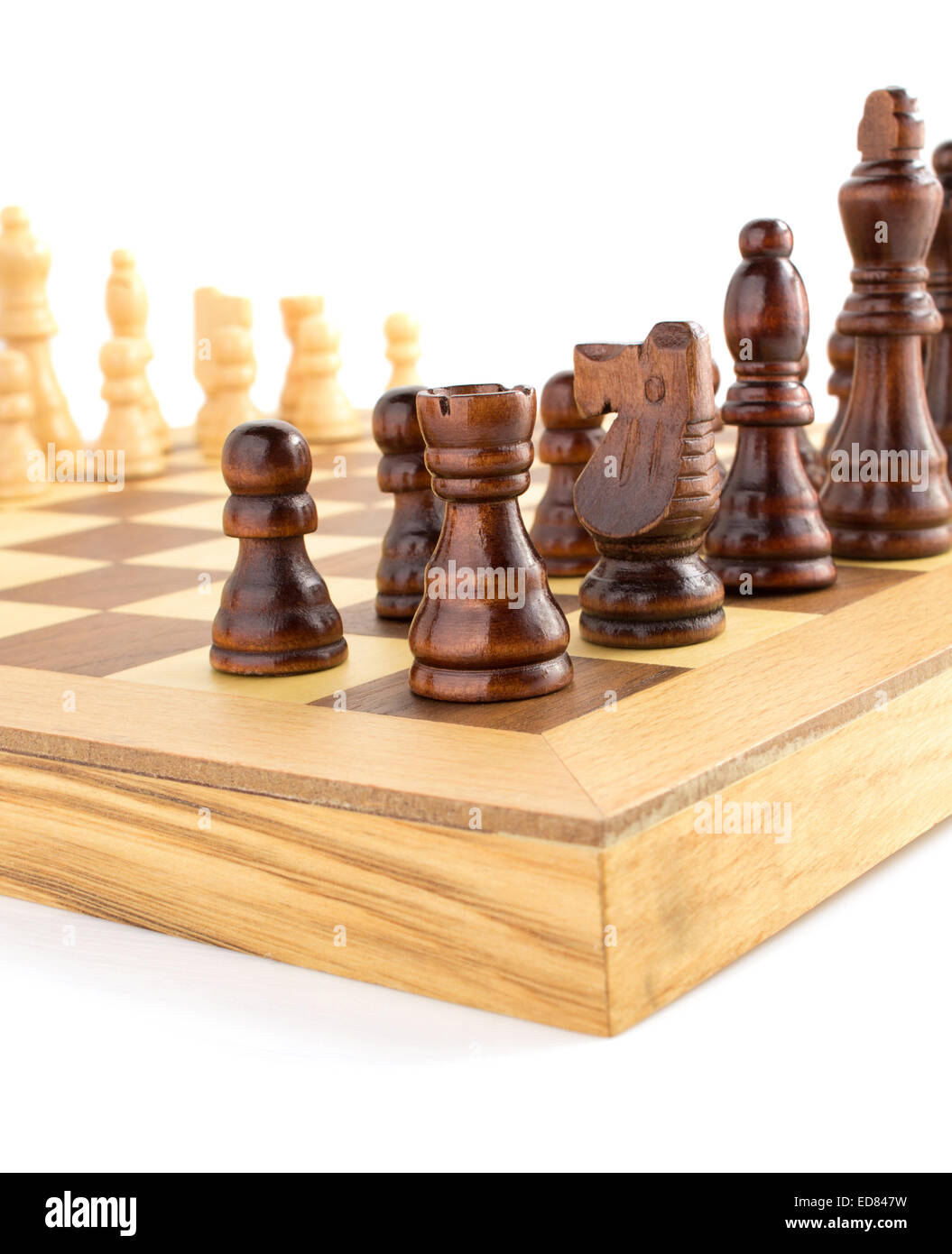 chess figures on board isolated at white background Stock Photo - Alamy
