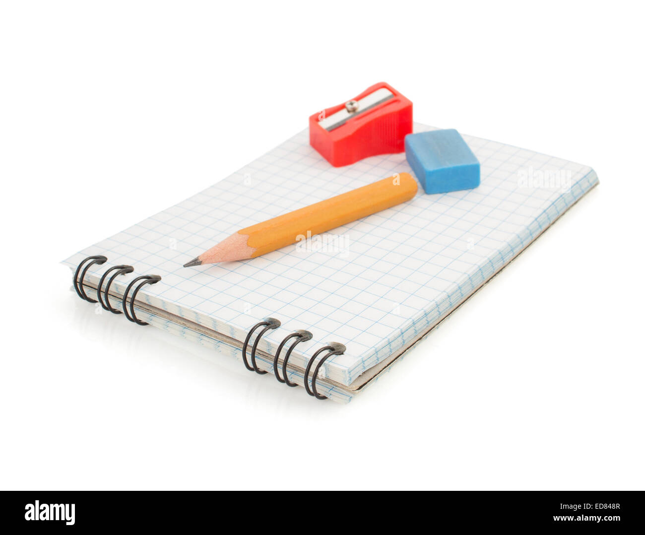 notebook and pencil isolated on white background Stock Photo - Alamy