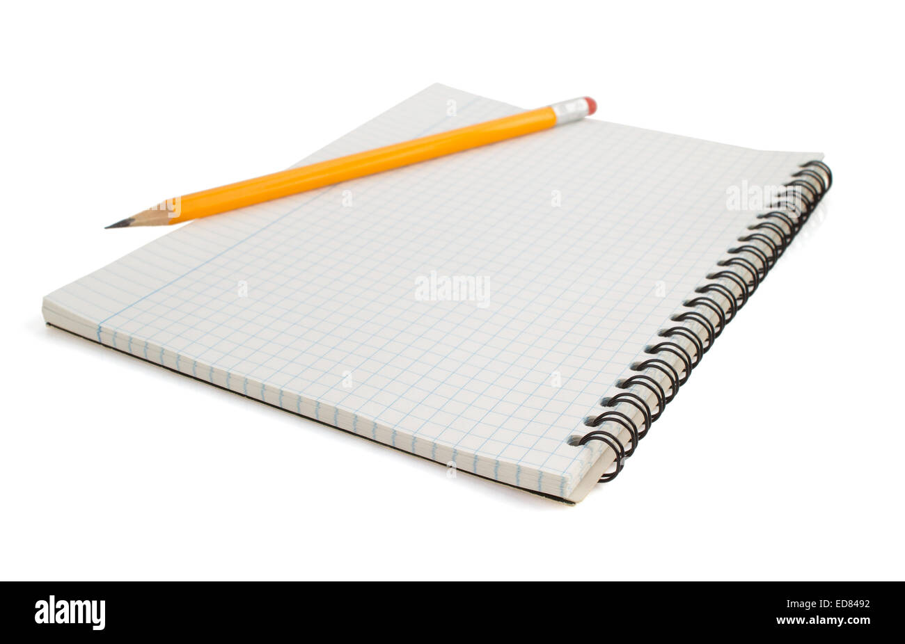 checked notebook isolated on white background Stock Photo - Alamy