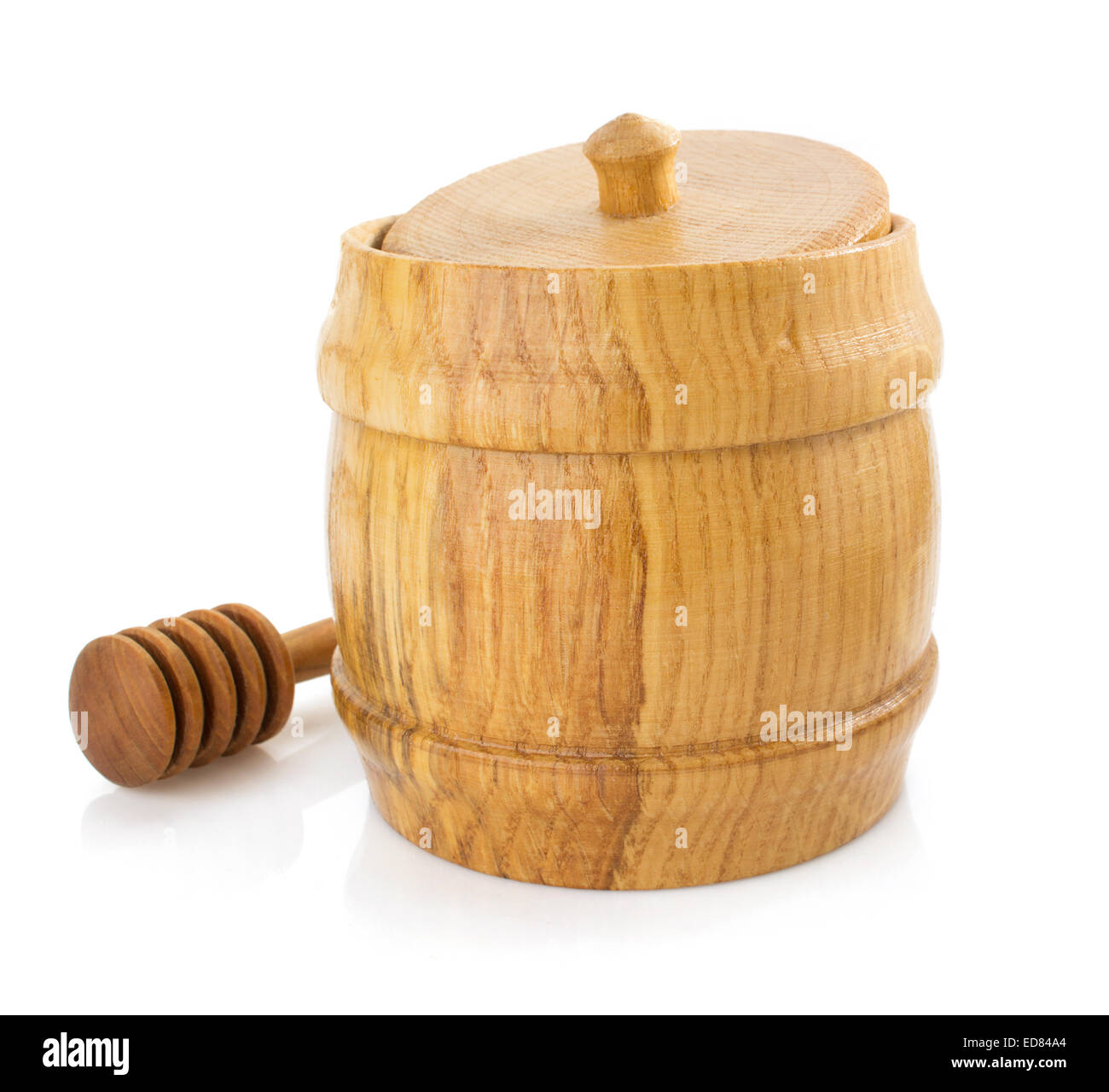 honey pot and stick isolated on white background Stock Photo - Alamy