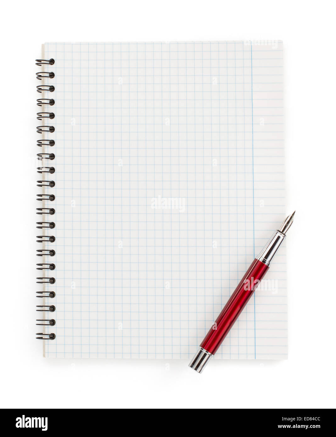checked notebook isolated on white background Stock Photo - Alamy