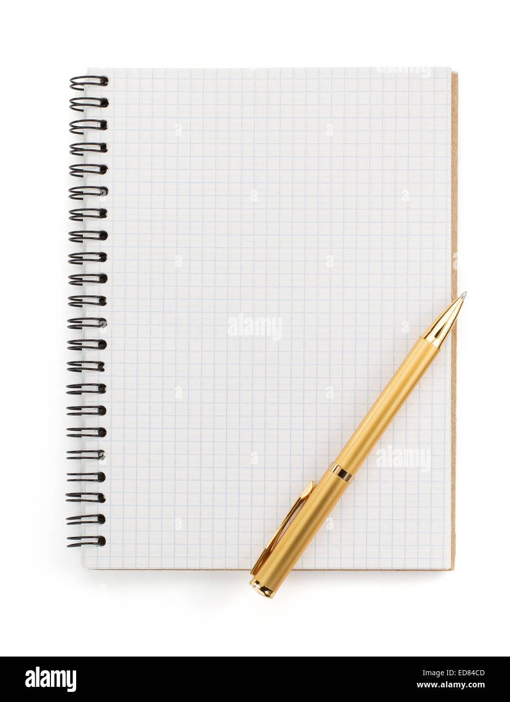 checked notebook isolated on white background Stock Photo - Alamy