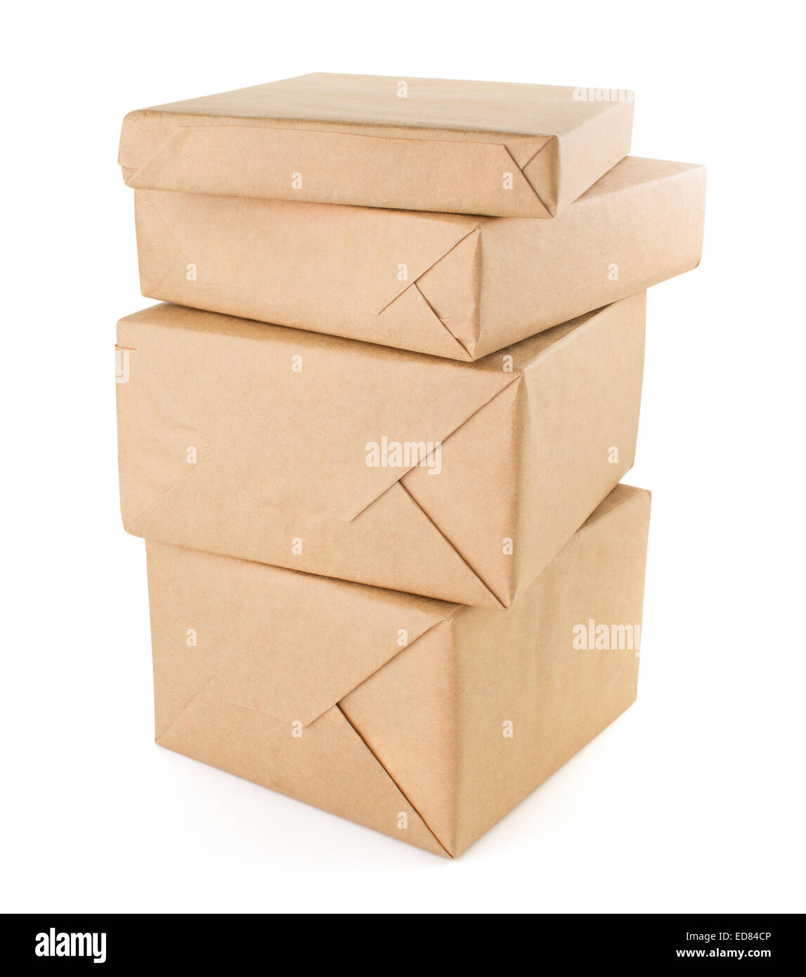 parcels boxes isolated on white background Stock Photo - Alamy