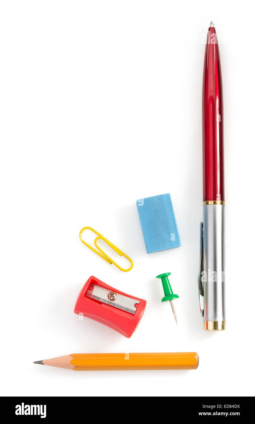 office supplies isolated on white background Stock Photo - Alamy