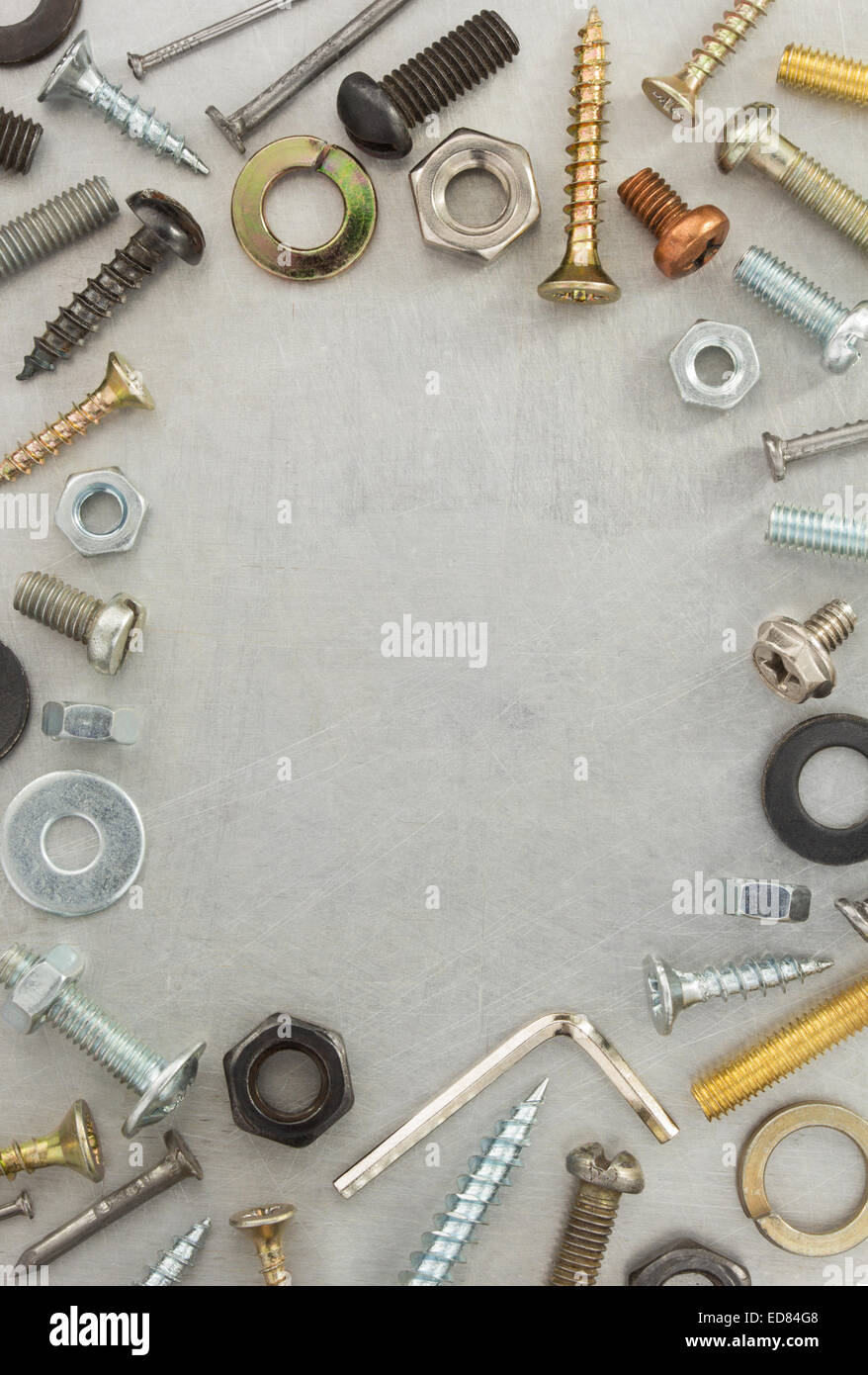 hardware tools at metal background texture Stock Photo - Alamy