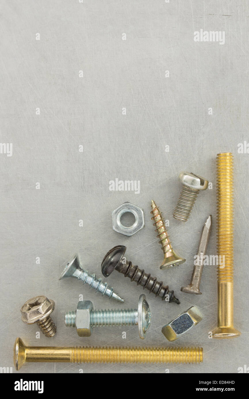 hardware tools at metal background texture Stock Photo - Alamy