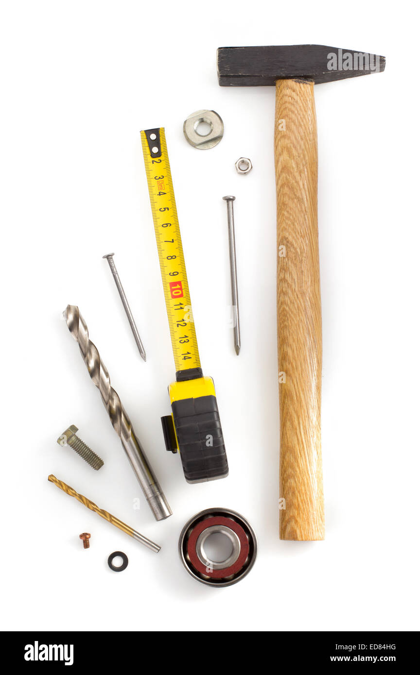 set of tools and instruments isolated on white background Stock Photo ...
