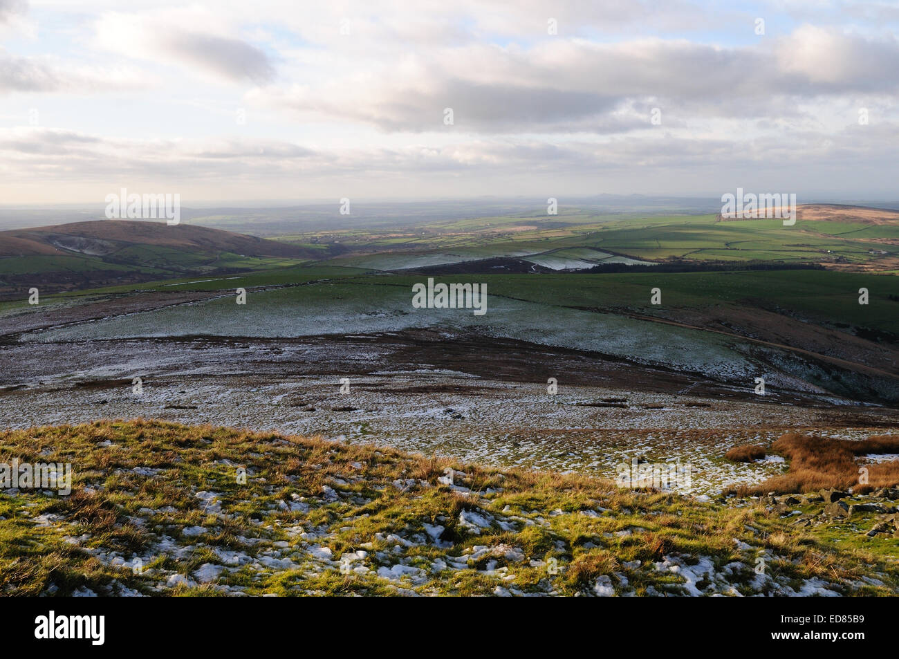 Winter hill top view over the Preseli Hills from Foel Eryr ...