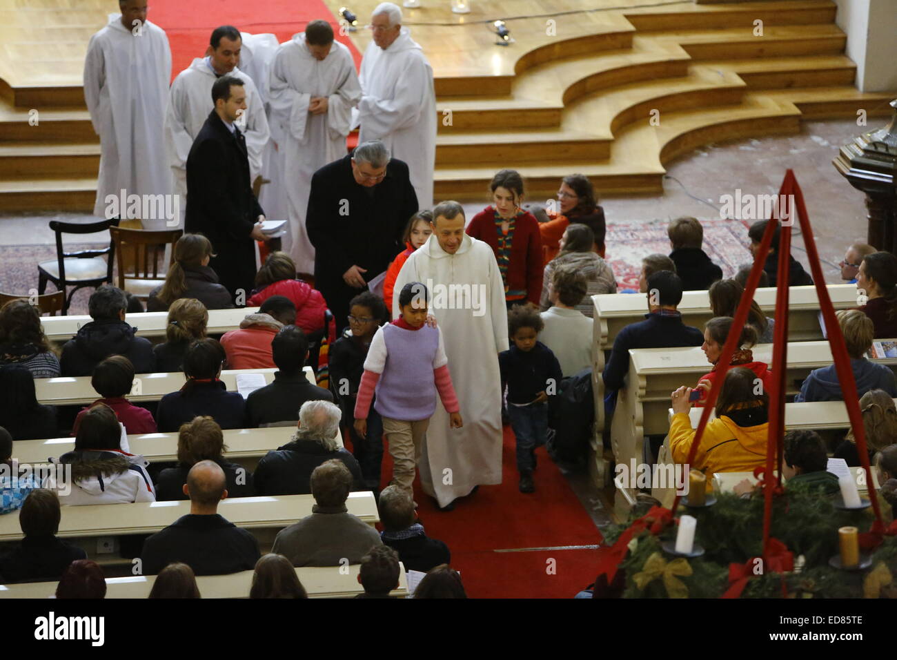 Brother Alois (front), the Prior of the Taizé Community, leaves the ...