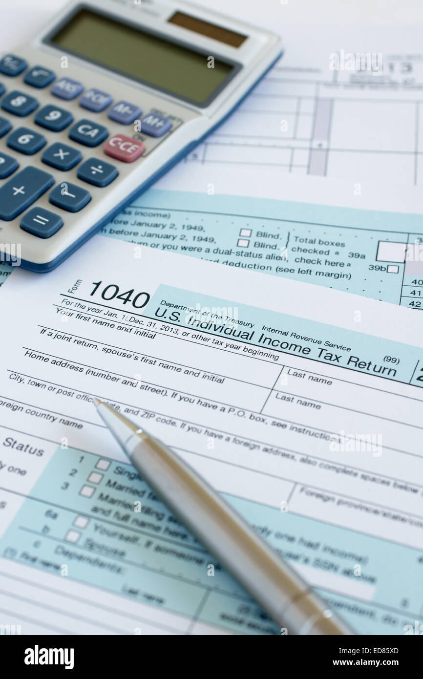 United States federal income tax return IRS 1040 documents Stock Photo ...