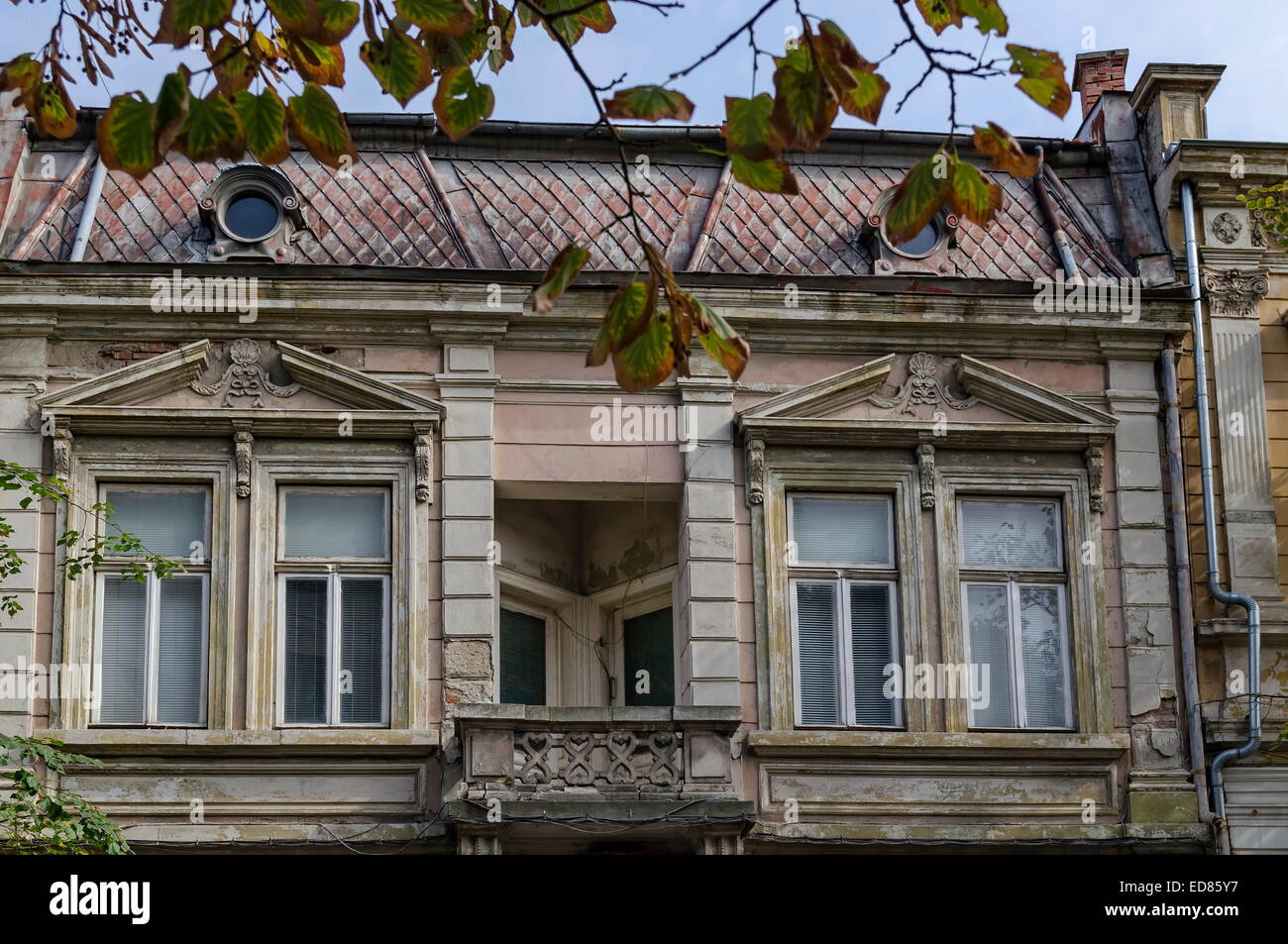 Old building facade with ornament in Ruse town, Bulgaria Stock Photo ...