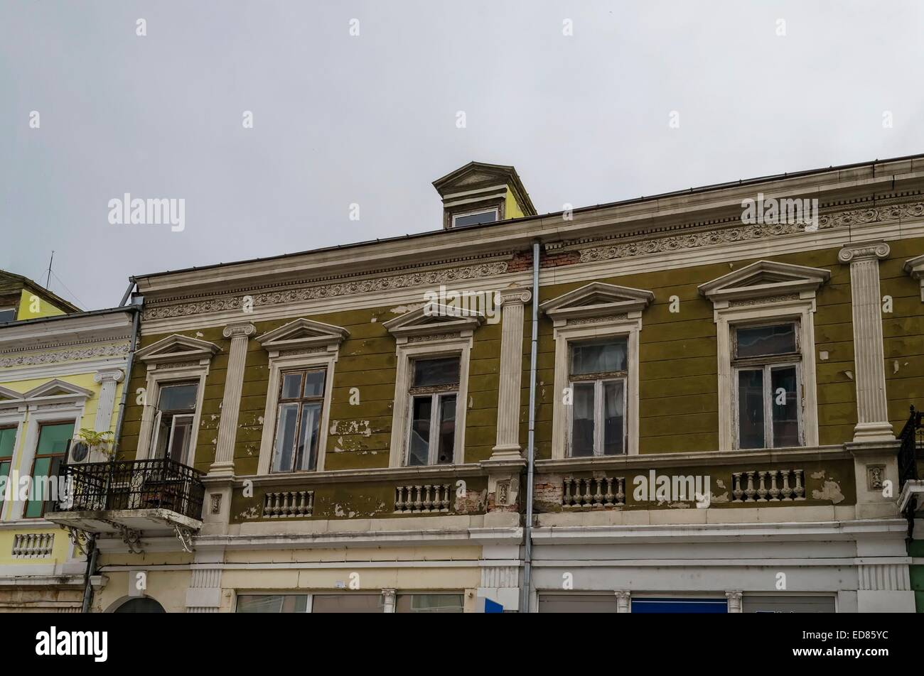 Old building facade with ornament in Ruse town, Bulgaria Stock Photo ...