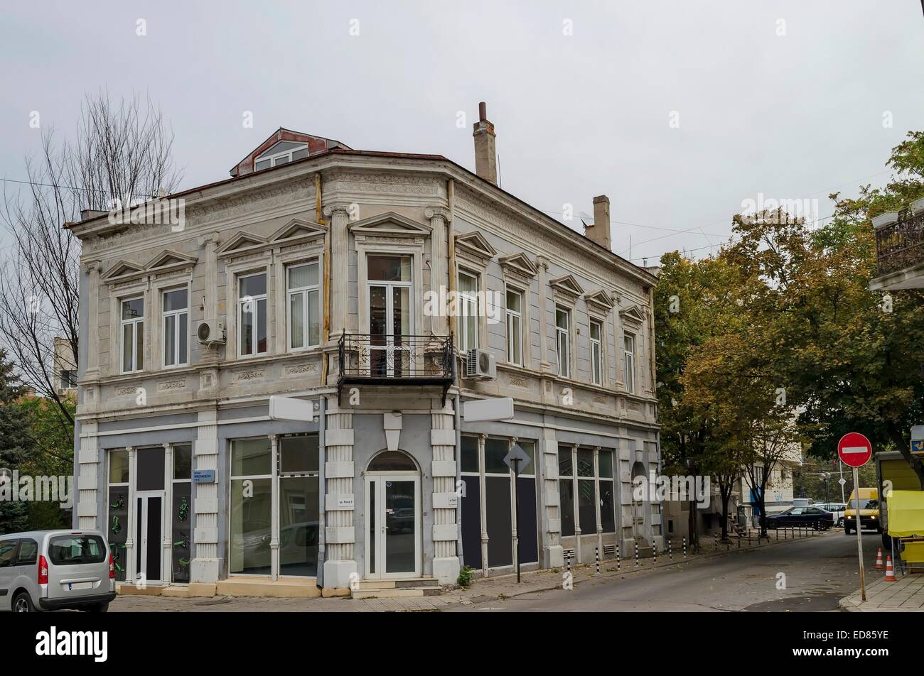Old building facade with ornament in Ruse town, Bulgaria Stock Photo ...