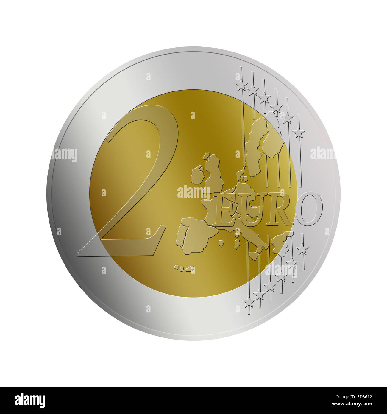 Two Euro Coin isolated on white Stock Photo - Alamy