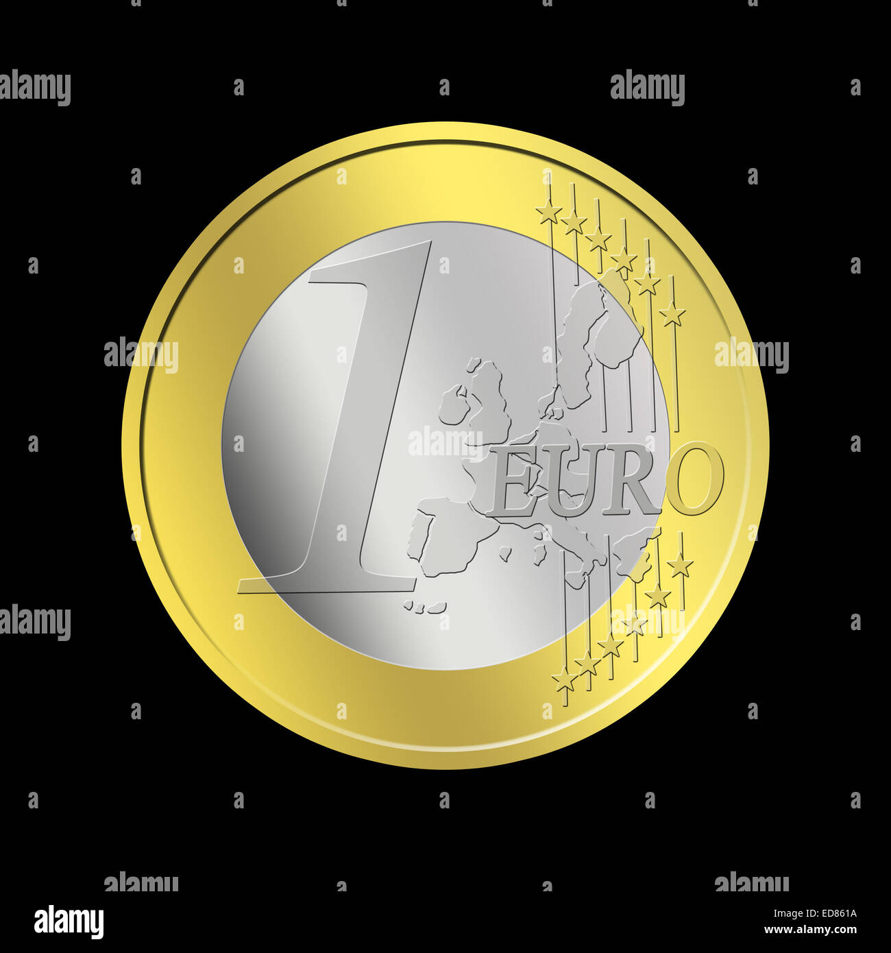 One Euro Coin Isolated on Black Stock Photo - Alamy
