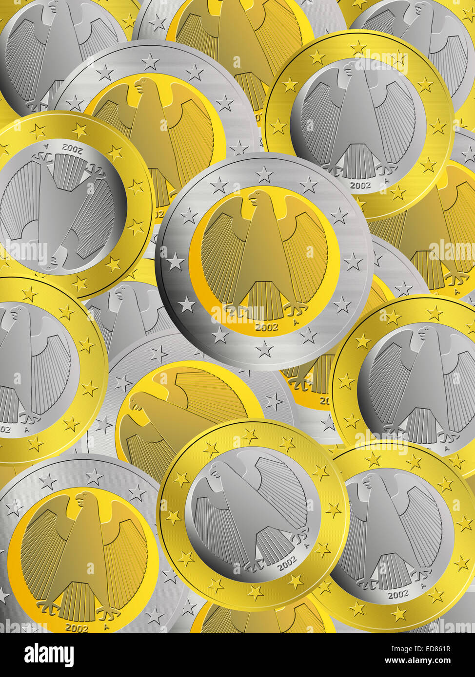 A collection of German one and two euro coins Stock Photo - Alamy