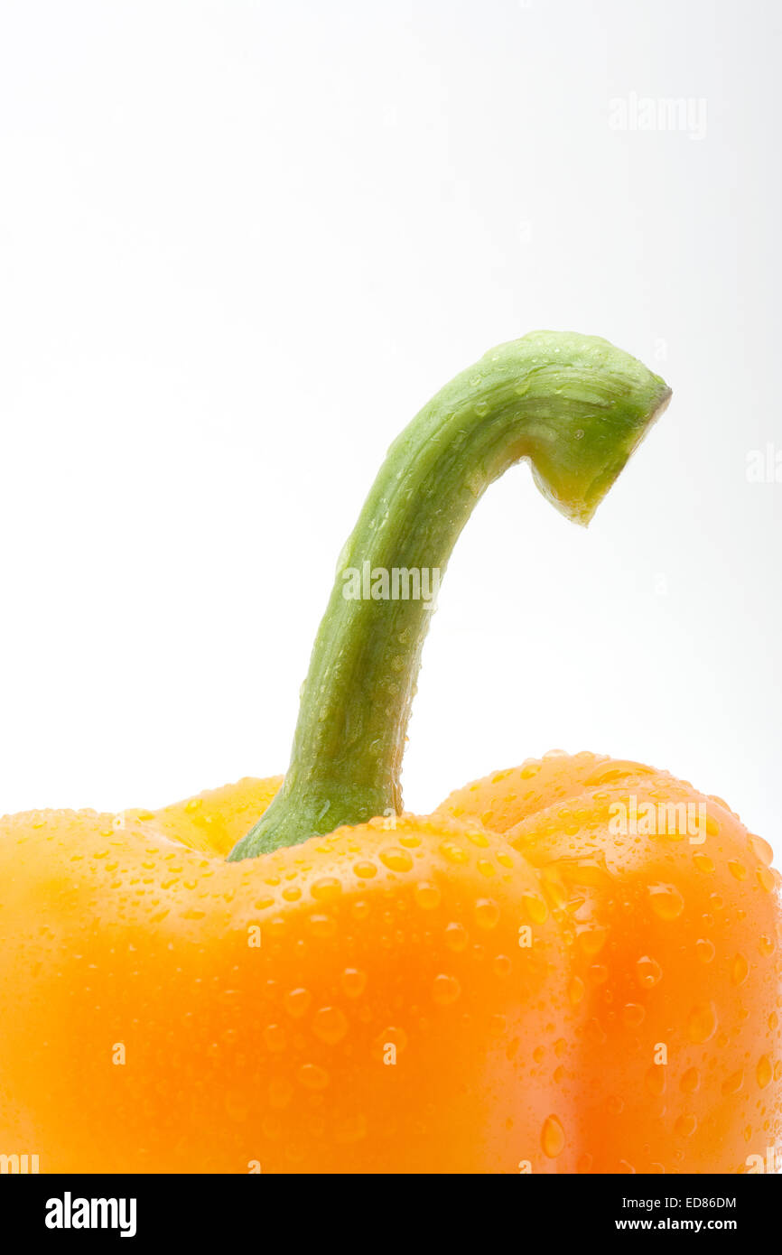 fresh yellow pepper with water drops isolated on white background Stock ...