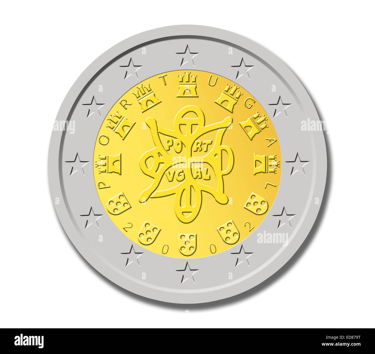 Illustration of Portuguese Euro Coin isolated on white Stock Photo - Alamy