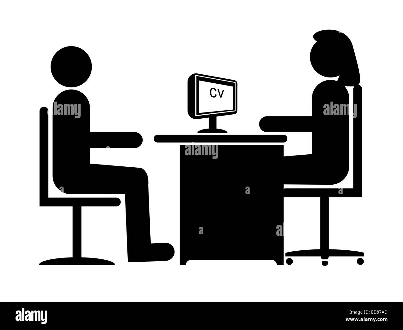 Silhouette Job Interview (Female Boss & Male Candidate Stock Photo - Alamy