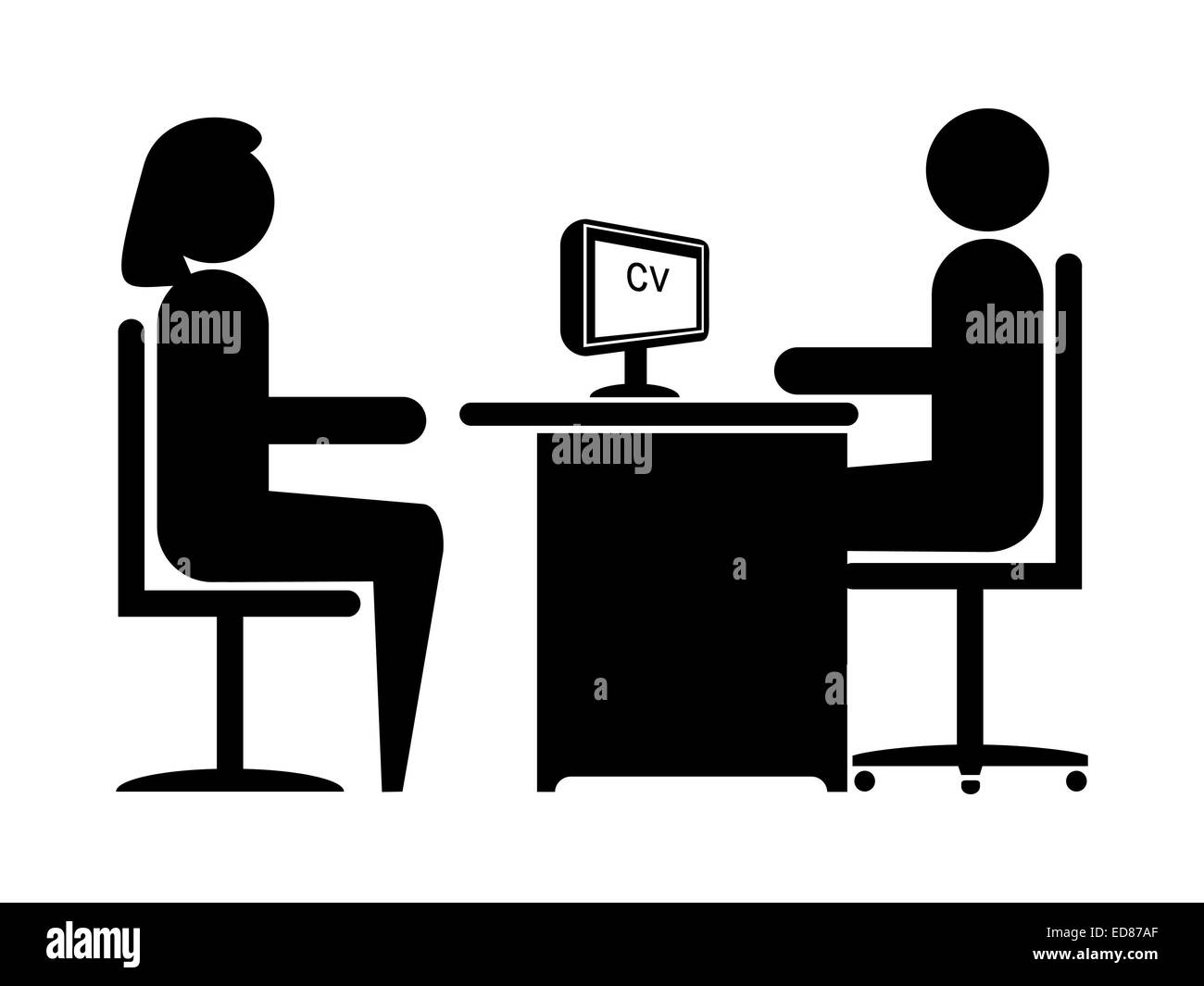 Silhouette Job Interview (Male Boss & Female Candidate Stock Photo - Alamy