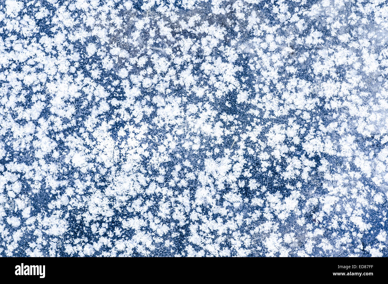 white snowflakes on blue ice Stock Photo - Alamy
