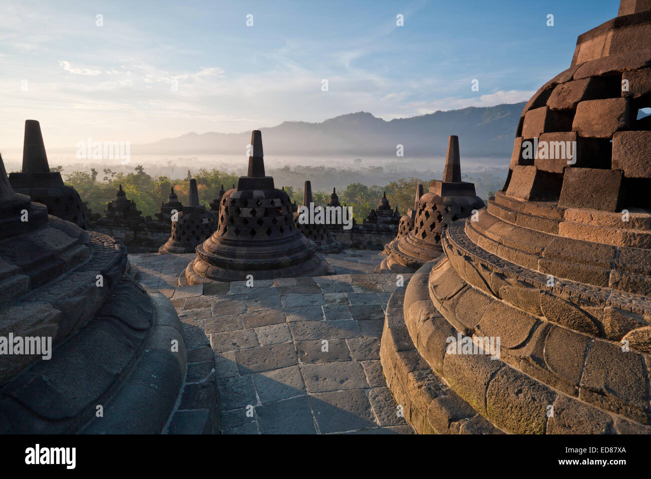 Borobudur Temple Morning Sunrise in Yogyakarta, Java, Indonesia Stock ...