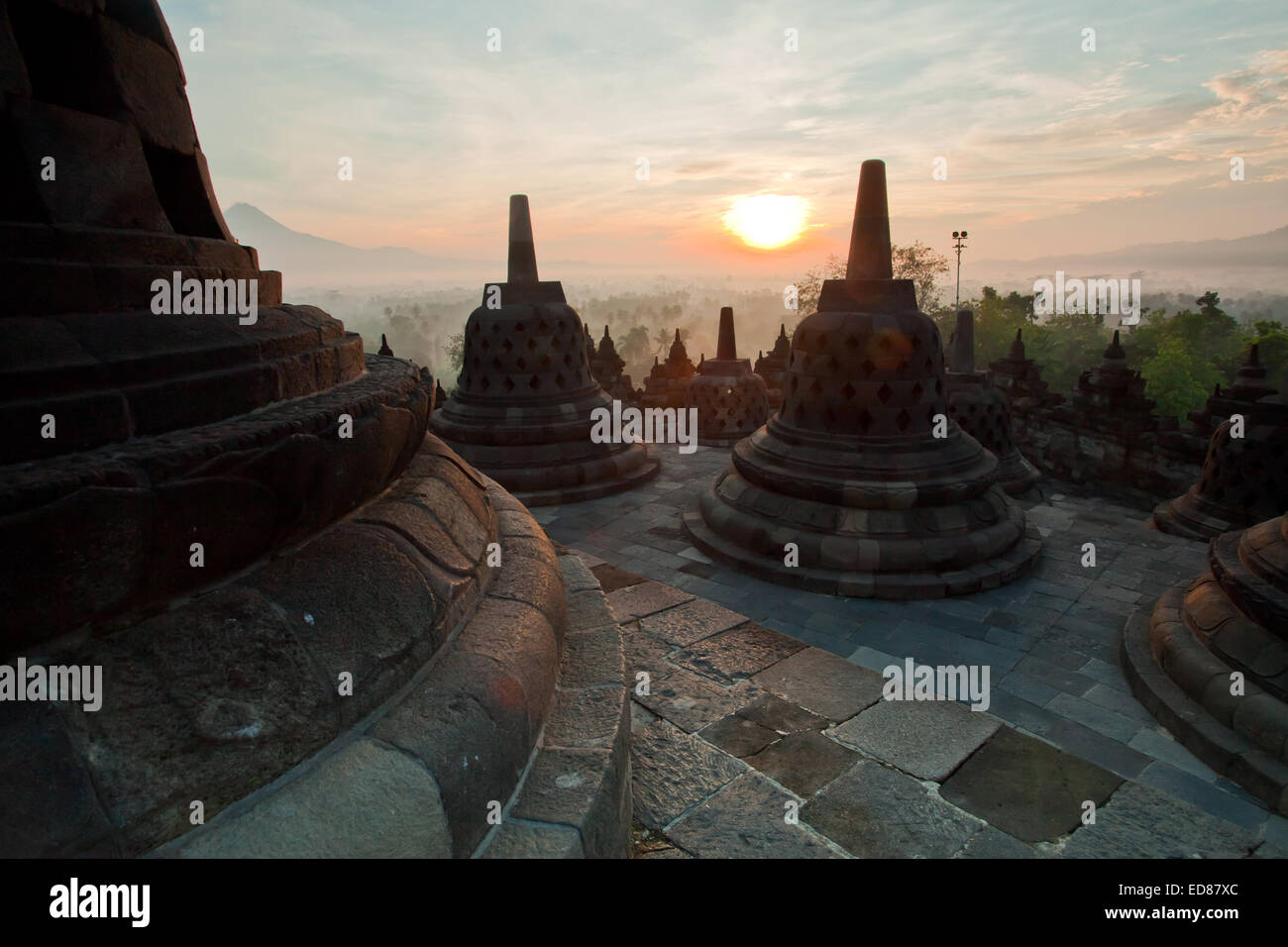 Borobudur Temple Morning Sunrise in Yogyakarta, Java, Indonesia Stock ...