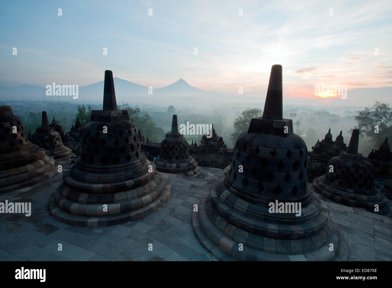 Borobudur Temple Morning Sunrise in Yogyakarta, Java, Indonesia Stock ...