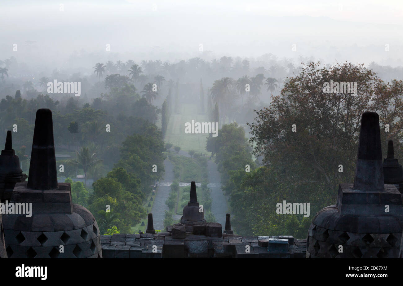 Borobudur Temple Morning Sunrise in Yogyakarta, Java, Indonesia Stock ...