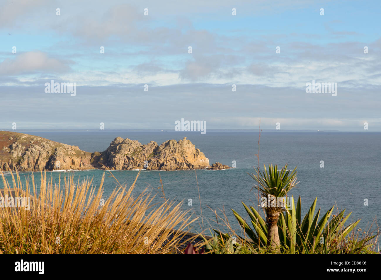 Porthcurno cornwall logan rock hi-res stock photography and images - Alamy