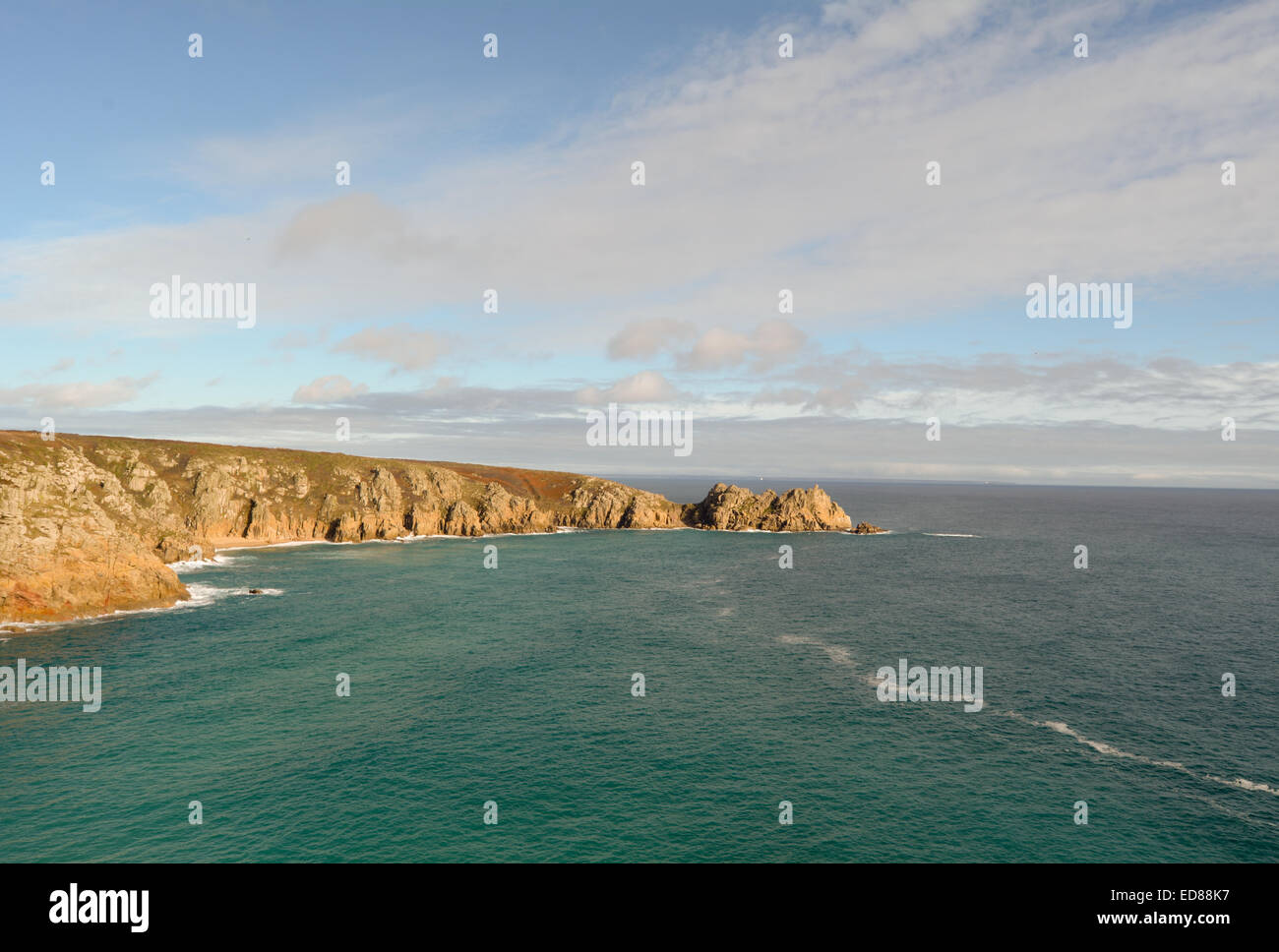 Logan Rock headland Porthcurno, Cornwall, England Stock Photo - Alamy