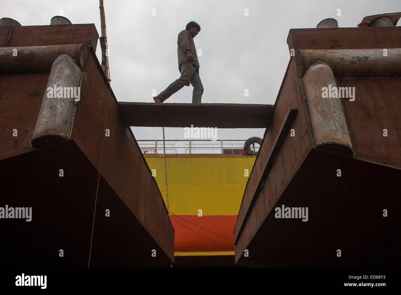 Shipyard workers near the Buriganga River in Dhaka.There are more than ...