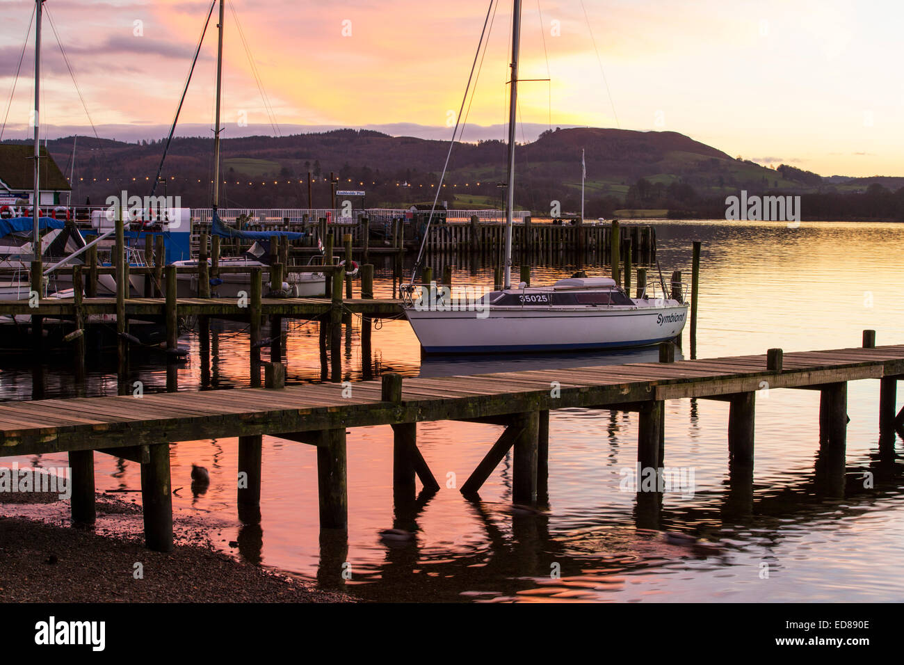 Lake Windermere at sunset, Lake District, UK Stock Photo - Alamy