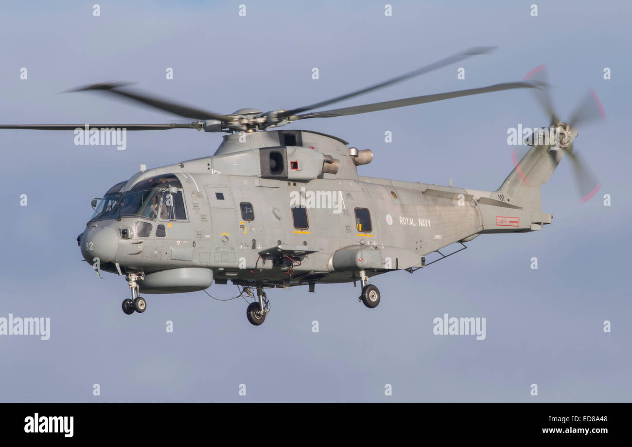 Royal Navy Merlin MK2 Helicopter from RNAS Culdrose Stock Photo ...