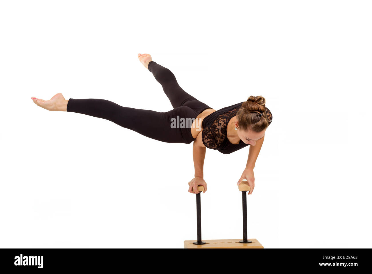 beauty contortionist practicing gymnastic yoga isolated on white ...