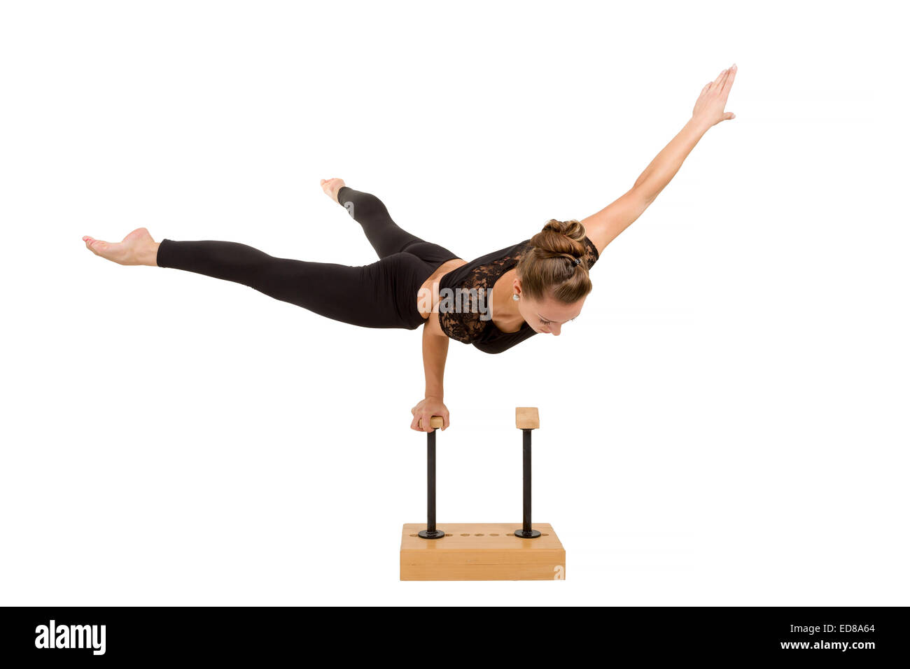 beauty contortionist practicing gymnastic yoga isolated on white ...