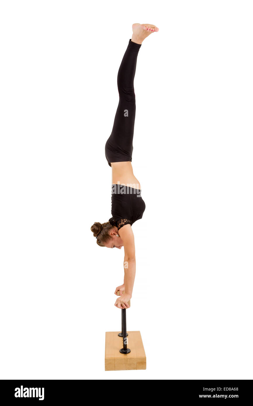 beauty contortionist practicing gymnastic yoga isolated on white ...