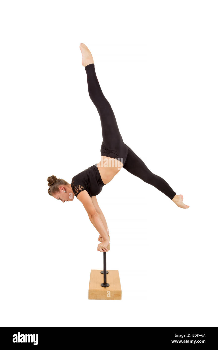 beauty contortionist practicing gymnastic yoga isolated on white ...
