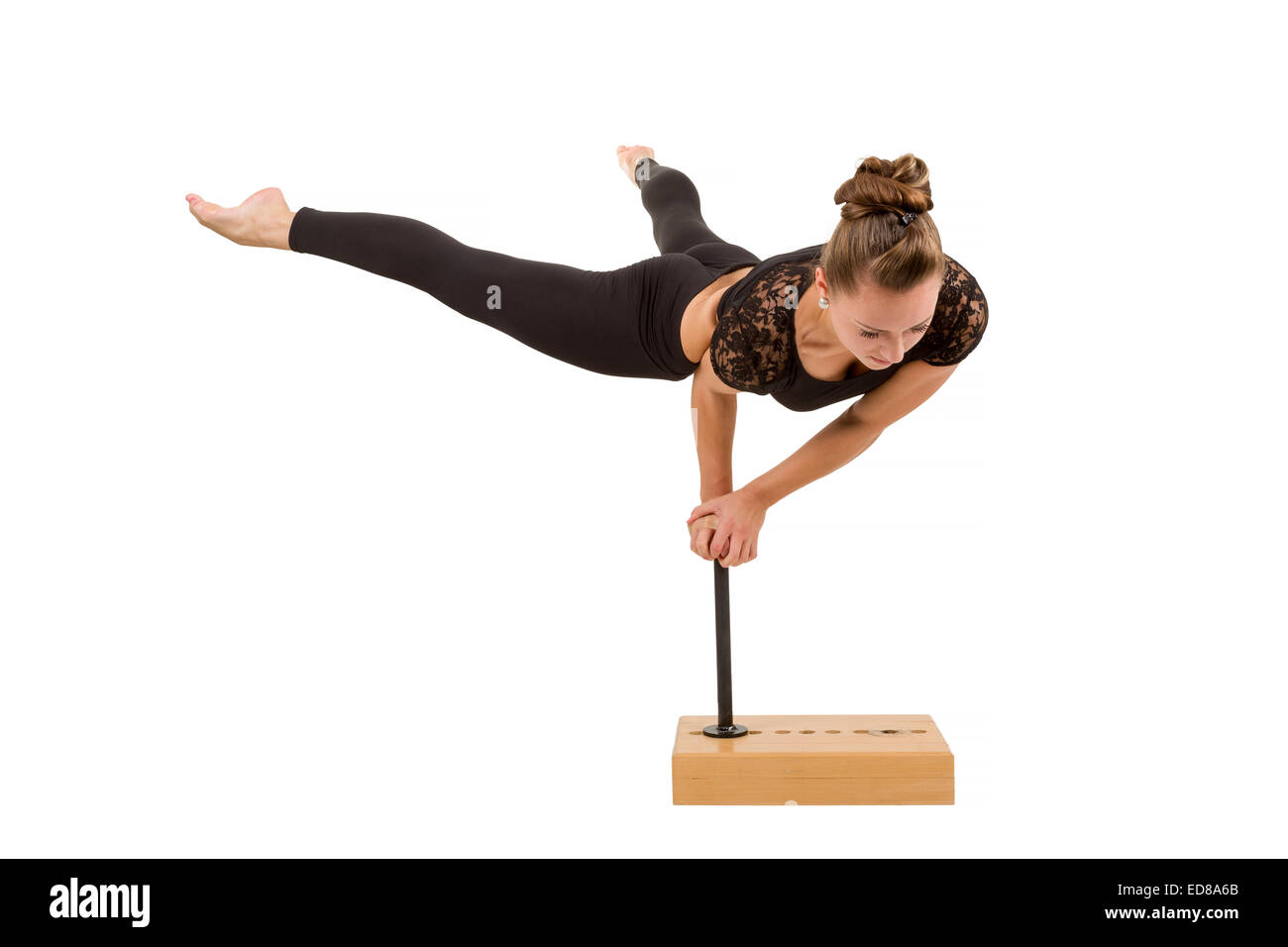 beauty contortionist practicing gymnastic yoga isolated on white ...