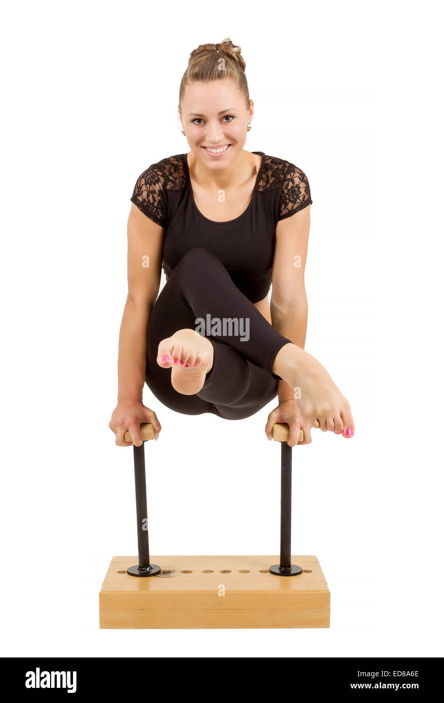 beauty contortionist practicing gymnastic yoga isolated on white ...