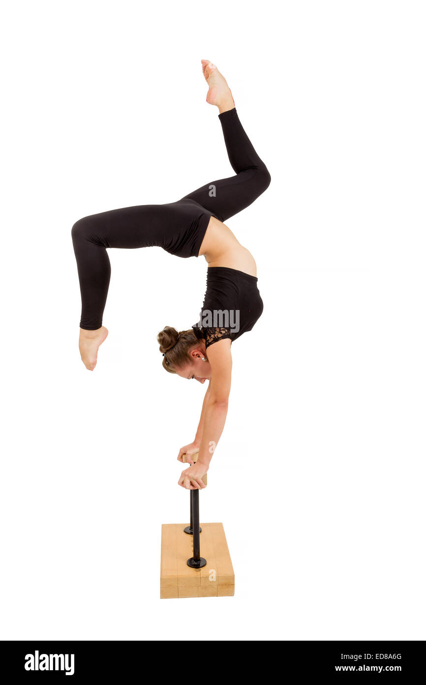 beauty contortionist practicing gymnastic yoga isolated on white ...