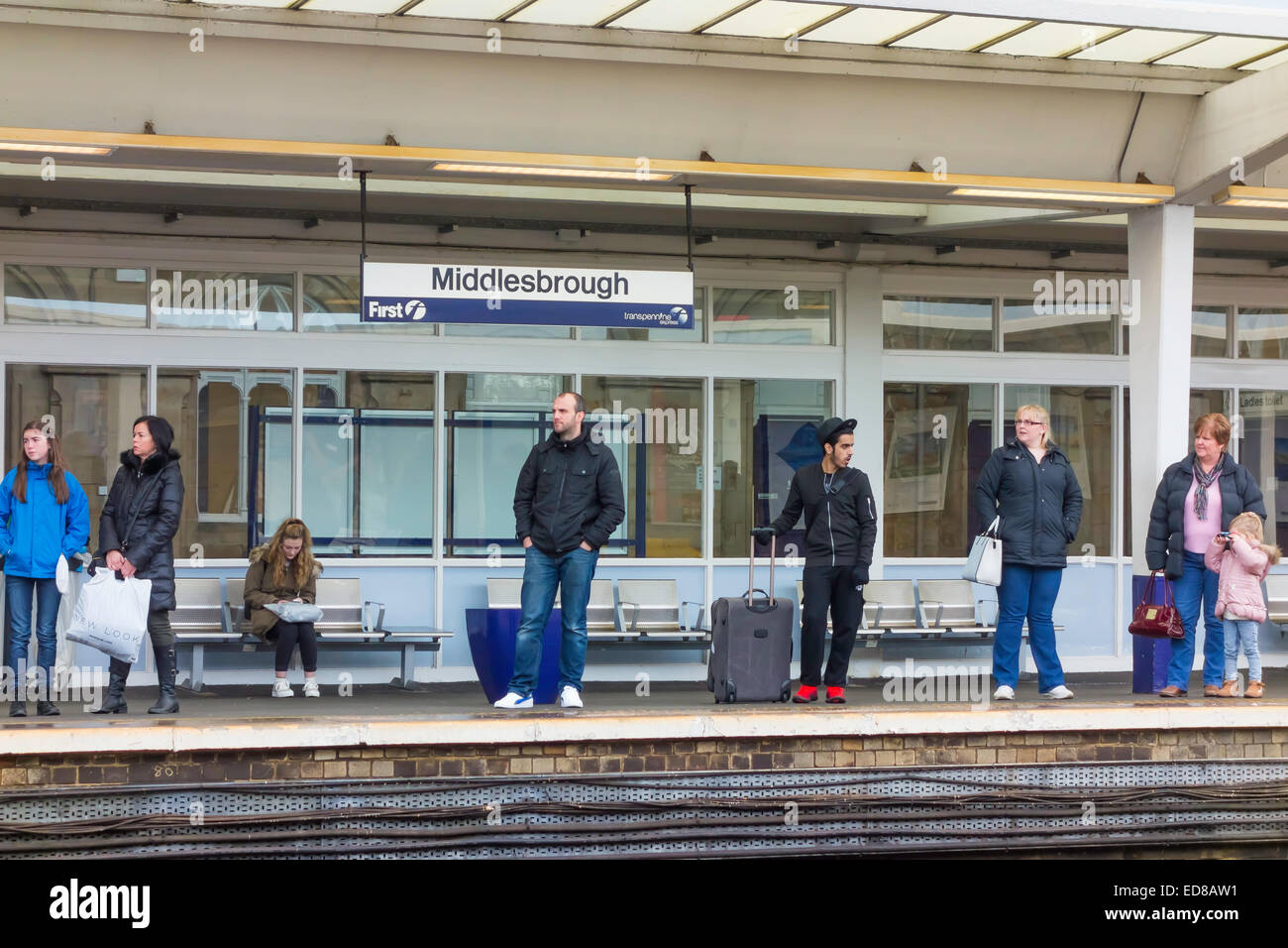Passengers on west bound platform Middlesbrough Station waiting for a ...