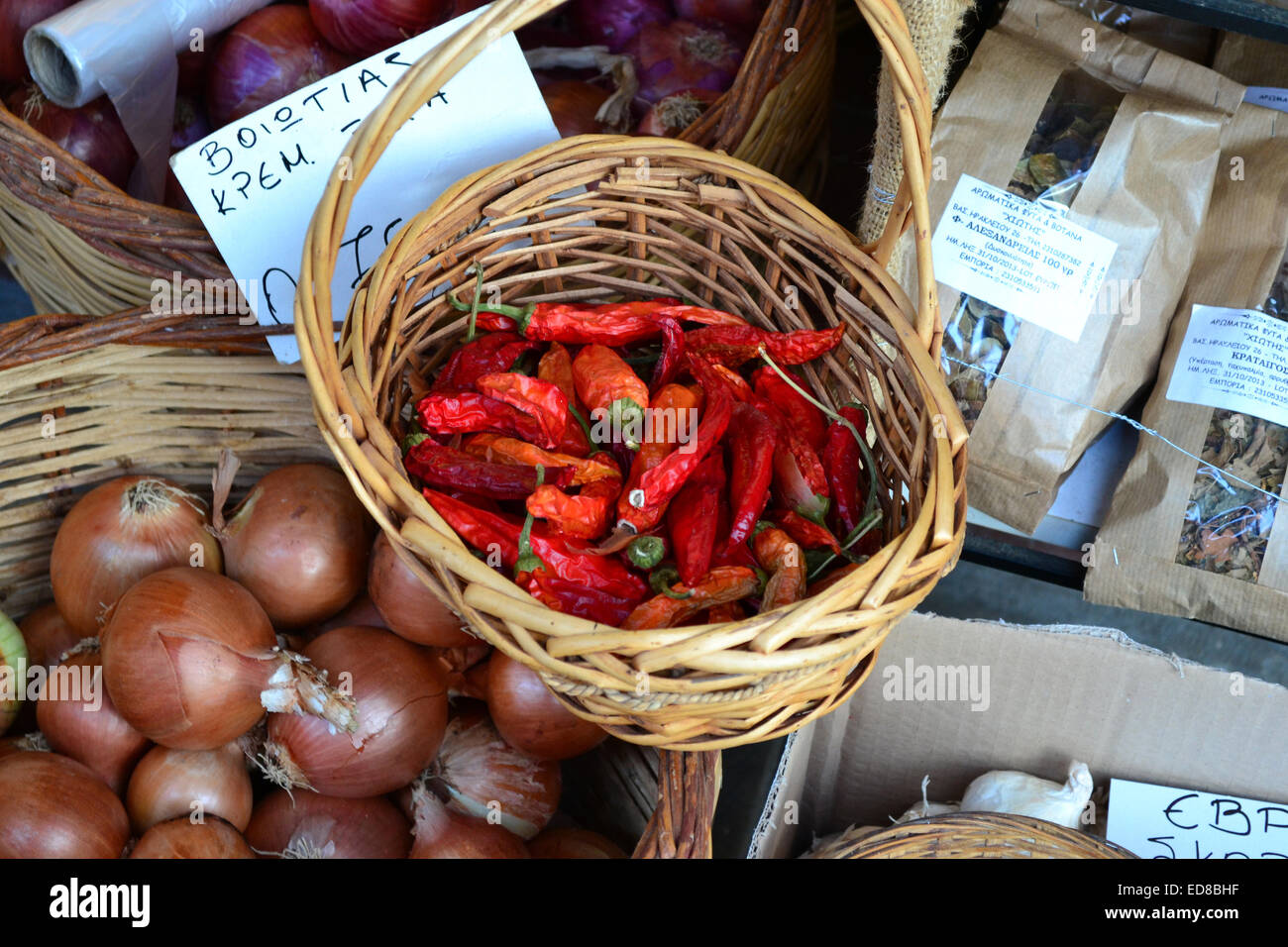 Dried Red Pepper in Greek Spice Market Stock Photo - Alamy