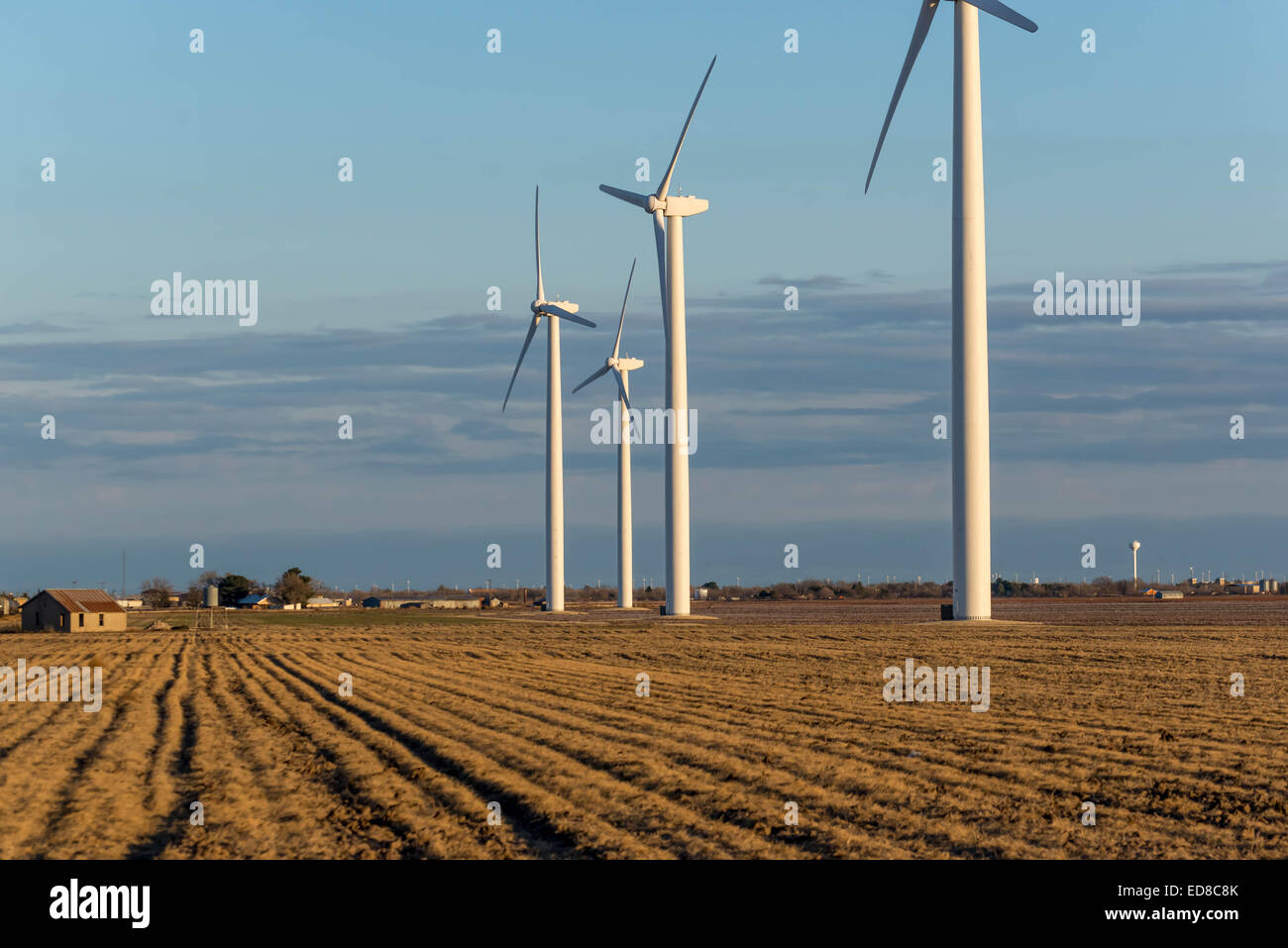 renewable energy wind turbines in rural hay fields Stock Photo - Alamy