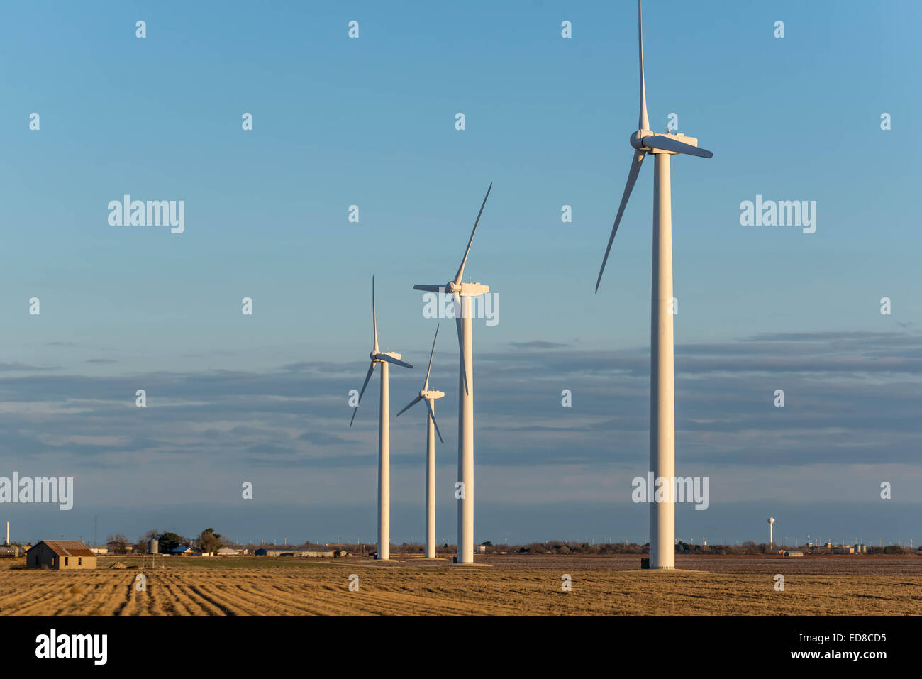 renewable energy wind turbines in rural hay fields Stock Photo - Alamy